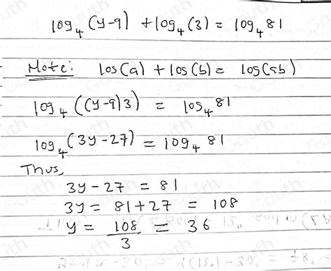 solved using logarithmic properties what is the solution to log 4 y