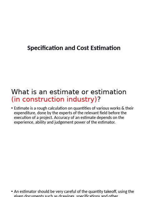 Estimation And Costing Introduction Pdf Cost Specification