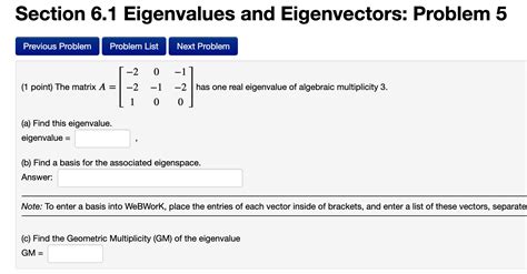 solved section 6 1 eigenvalues and eigenvectors problem 5
