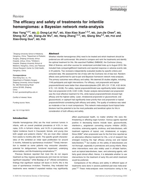 Pdf The Efficacy And Safety Of Treatments For Infantile Hemangiomas