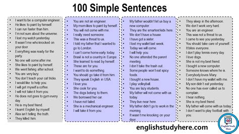 100 Example Of Simple Sentence English Study Here