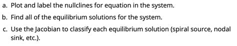 Solved A Plot And Label The Nullclines For Equation In The