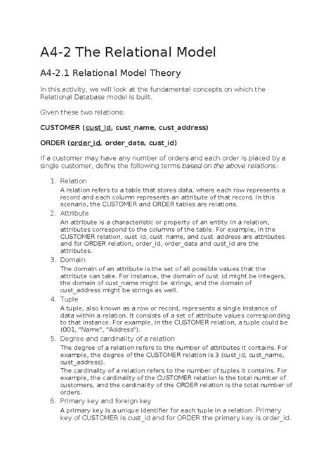 Relational Database 1 A4 2 The Relational Model A4 2 Relational Model
