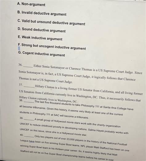 A Non Argument B Invalid Deductive Argument C