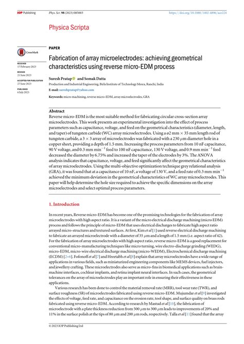 Fabrication Of Array Microelectrodes Achieving Geometrical