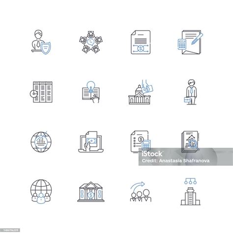 중앙 은행 라인 아이콘 모음입니다 Mtary 정책 금리 준비금 요구 사항 인플레이션 Gdp 통화 유동성 벡터 및 선형 그림 경제 재정 정책 은행 개요 표지판 세트 0명에