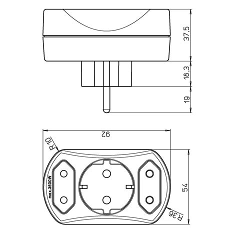 Euro And Earthed Plug Adapter Connections For 2 Euro And 1 Grounding