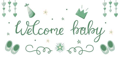 아기 성별 공개 파티에 대 한 벡터 초대장 템플릿입니다 환영받은 아기 인사말 카드 색종이 조각과 흰색 배경에 소년을위한 색상의 파티 호의와 컬러 일러스트레이션 0명에 대한