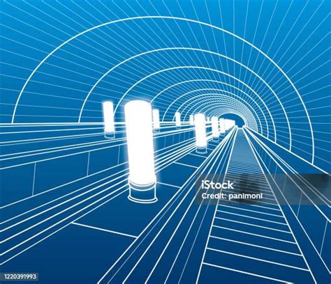지하철에스컬레이터 교통 인프라 일러스트레이션 도시 생활 파란색 배경에 흰색 선입니다 프로젝트의 이미지 개요입니다 벡터 디자인 아트 벡터에 대한 스톡 벡터 아트 및 기타