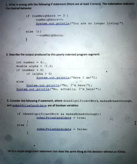 1 what is wrong with the following if statement there are at least 3