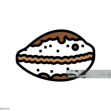 카우리 바다 껍질 해변 색상 아이콘 벡터 일러스트 레이 션 가리비에 대한 스톡 벡터 아트 및 기타 이미지 가리비 개오지조개