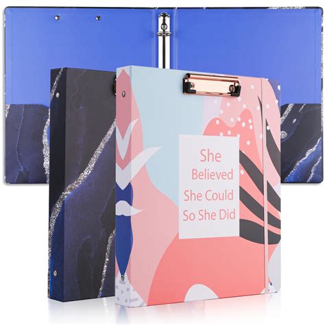 3 Ring Binder 1 Inch Round Ring With Clipboard Cute Hardcover Binder In 2 Styles Holds Letter