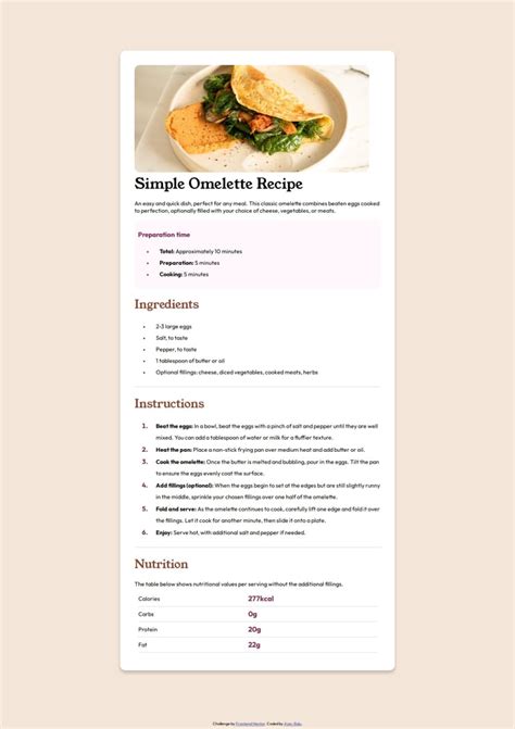 Frontend Mentor Recipe Card With Html And Css Coding Challenge Solution