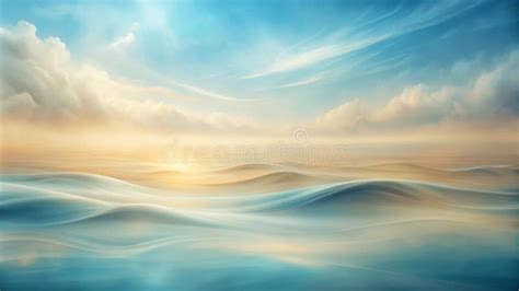 Serene Dreamscape Gentle Waves Under A Pastel Sky At Sunrise Generative Ai Stock Illustration