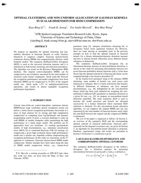 Pdf Optimal Clustering And Non Uniform Allocation Of Gaussian Kernels
