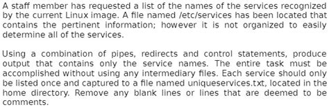 A Staff Member Has Requested A List Of The Names Of The Services