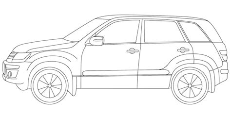 자동차 스테이션 왜건 선형 도면 프리미엄 벡터