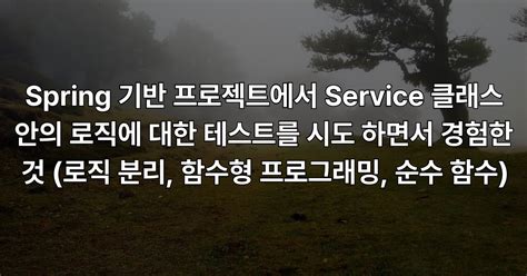 Spring 기반 프로젝트에서 Service 클래스 안의 로직에 대한 테스트를 시도 하면서 경험한 것 로직 분리 함수형 프로그래밍 순수 함수 박종훈 기술블로그
