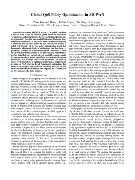 Globalqospolicyoptimizationinsd Wan Pdf Quality Of Service