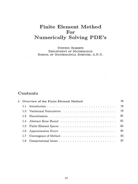 Finite Element Method For Numerically Solving Pdes Pdf Finite Element Method Matrix