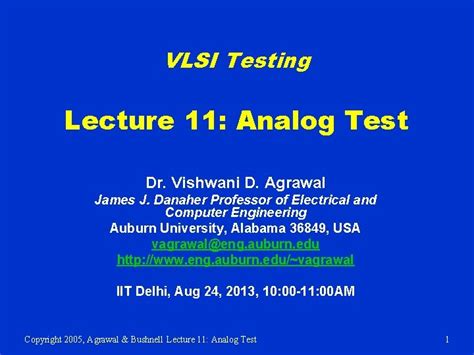 Vlsi Testing Lecture 11 Analog Test Dr Vishwani