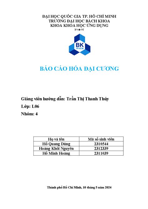 Báo Cáo Thí Nghiệm Tổ Soạn ĐẠI HỌC QUỐC GIA TP HỒ CHÍ MINH TRƯỜNG ĐẠI HỌC BÁCH KHOA KHOA
