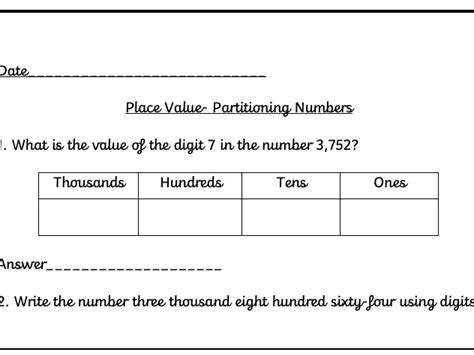 Place Value Partitioning 4 Digit Numbers Teaching Resources