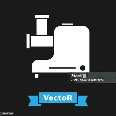 흰색 부엌 고기 분쇄기 아이콘 검은 배경에 격리 벡터 일러스트레이션 가정 생활에 대한 스톡 벡터 아트 및 기타 이미지 가정