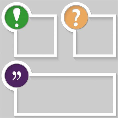 Set Of Text Boxes With Quotation Question Exclamation Marks Ellipsis And Hashtag Symbol