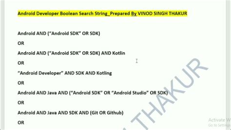 Android Developer Boolean Search String Notes Youtube