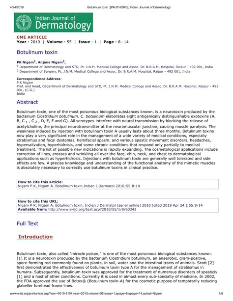 Pdf Botulinum Toxin