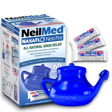 Neilmed Neti Pot 60 Sachets Natural Saline Nasal Rinse Kit
