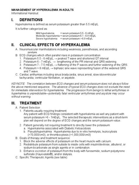 i definitions management of hyperkalemia in adults pdf