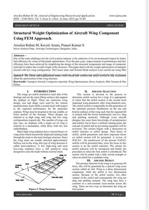 Pdf Structural Weight Optimization Of Aircraft Wing Component Using