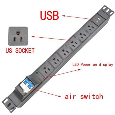 19 Inches Network Rack Pdu Power Socket Output Strip 16a Switch Us