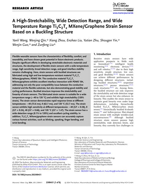 Pdf A High‐stretchability Wide Detection Range And Wide Temperature