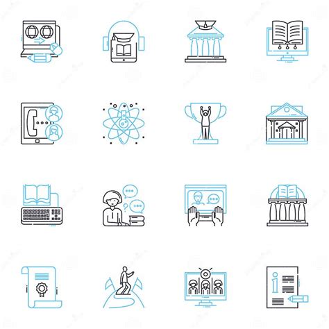 Remote Coursework Linear Icons Set Online Distance Virtual Digital Elearning Web Based
