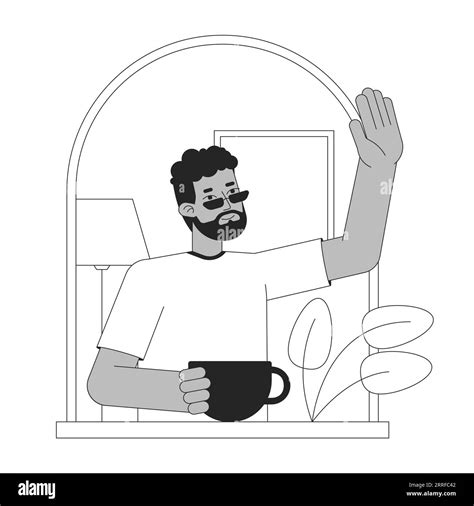 Afro Neighbour Bw Concept Vector Spot Illustration Stock Vector Image