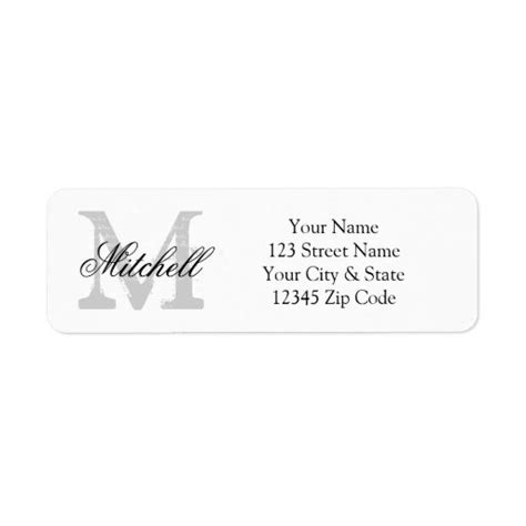 Personalized Name Monogram Return Address Labels Zazzle