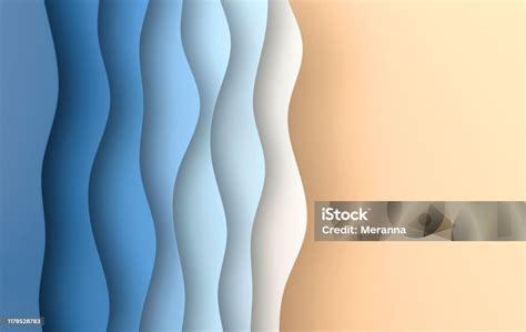 블루 종이 예술 만화 추상파도 종이 조각 배경을 접어 현대 종이 접기 디자인 템플릿입니다 3d 렌더링 그림 페이퍼커팅에 대한 스톡 사진 및 기타 이미지 Istock