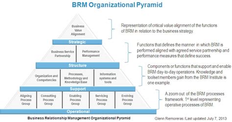 Business Relationship Management Frameworks Brm Organizational Pyramid And Brm Process Groups