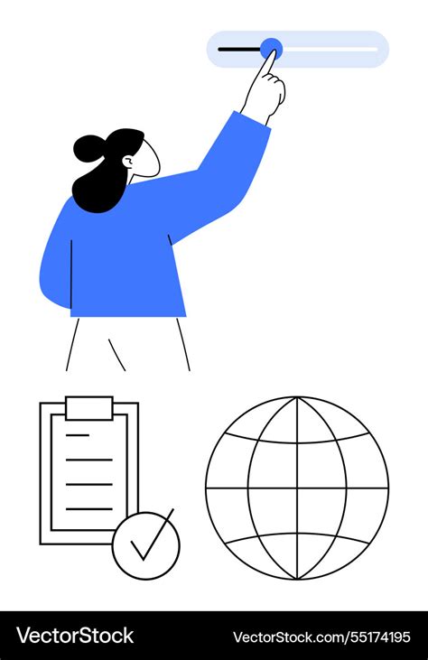 woman adjusting slider with checklist and globe vector image