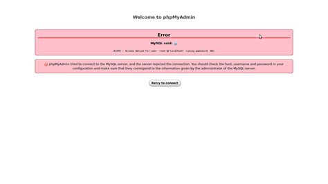 Mysql Access Denied In Phpmyadmin Stack Overflow