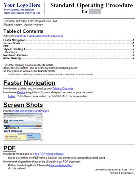 6 Sop Templates Formats Examples In Word Excel