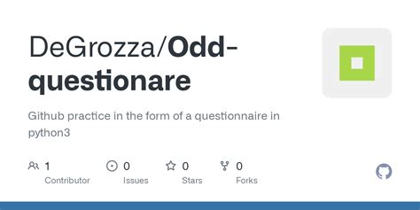 github degrozza odd questionare github practice in the form of a