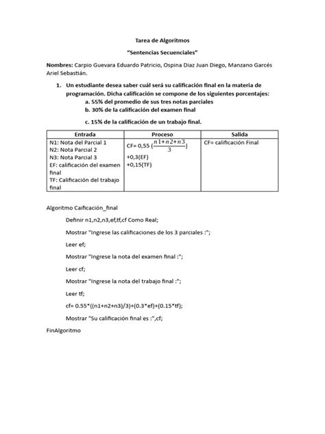 Tarea De Algoritmos Pdf