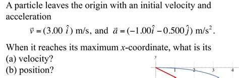 a particle leaves the origin with an initial velocity and acceleration