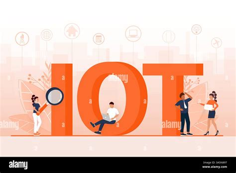 Iot Internet Of Things Devices And Connectivity Concepts On A Network Flat Style With People