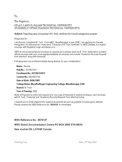 Transcript Format Pdf