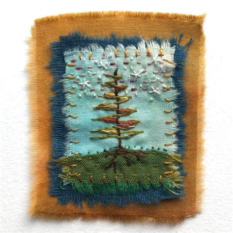 Tree Token Aurelia Handstories Embroidery And Stitching Fabric Postcards Art Quilts
